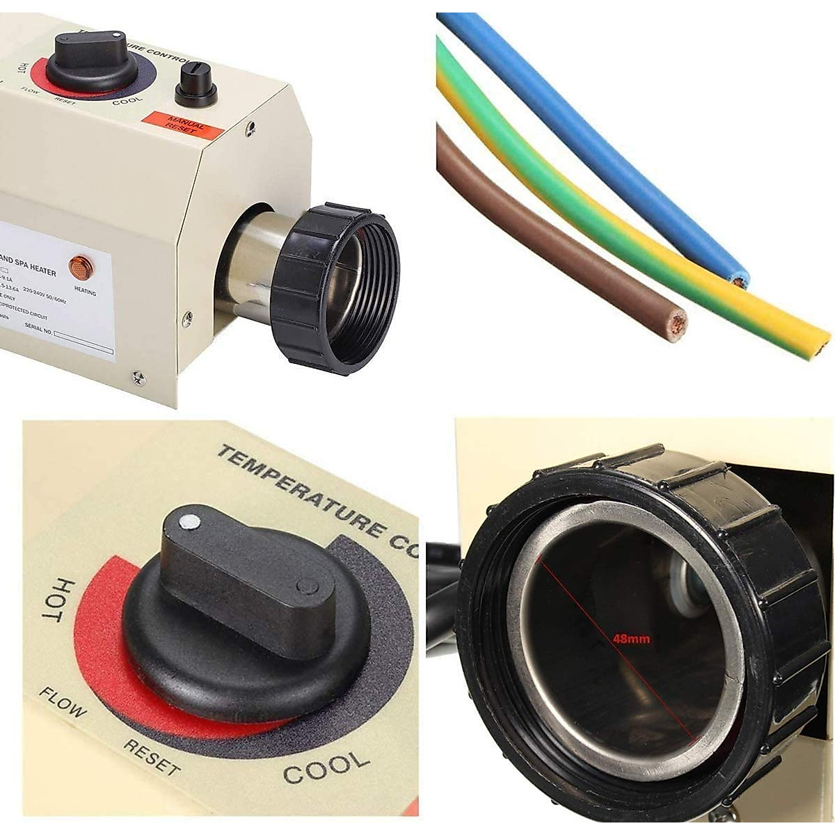 3KW 220V 240V Electric Water Heater Thermostat SPA Bath Heater Pump,Premium Quality Water Heater Thermostat Swimming Pool Thermostat Portable Pool Heater