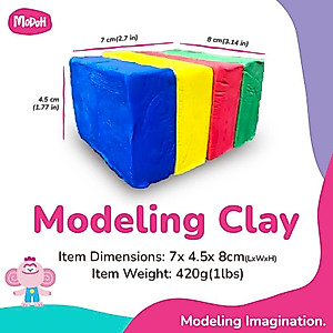 MODOH Plasticine Oil Based Modeling Clay, Non Hardening Reusable Clay, Non Toxic No Bake Professional Oil Base Sulfur Free Sculpting Clay (Assorted Colors Regular, 1 Lbs)
