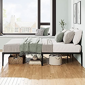 Alkmaar Full Size Bed Frame, 14 Inch Black Metal Full Bed Frame, No Box Spring Needed, Noise Free, Full Size Platform Bed Frame