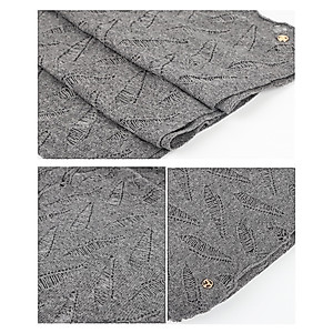 Mongoro Cashmere 30% Mongolian Cashmere 70% Australian Merino Wool Scarves Extra Large Pashmina Wrap Shawl Stole Grey Leaf/leaves Solid with Gift Box