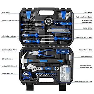 Prostormer 160-Piece Home Repair Tool Set, General Household Hand Tool Kit with Toolbox Storage Case for House, Garage, College Dorm and Office