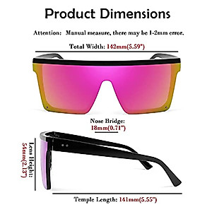 FEISEDY Oversized Sunglasses Mens Womens Flat Top Square Trendy Visor Shades UV400 B2470