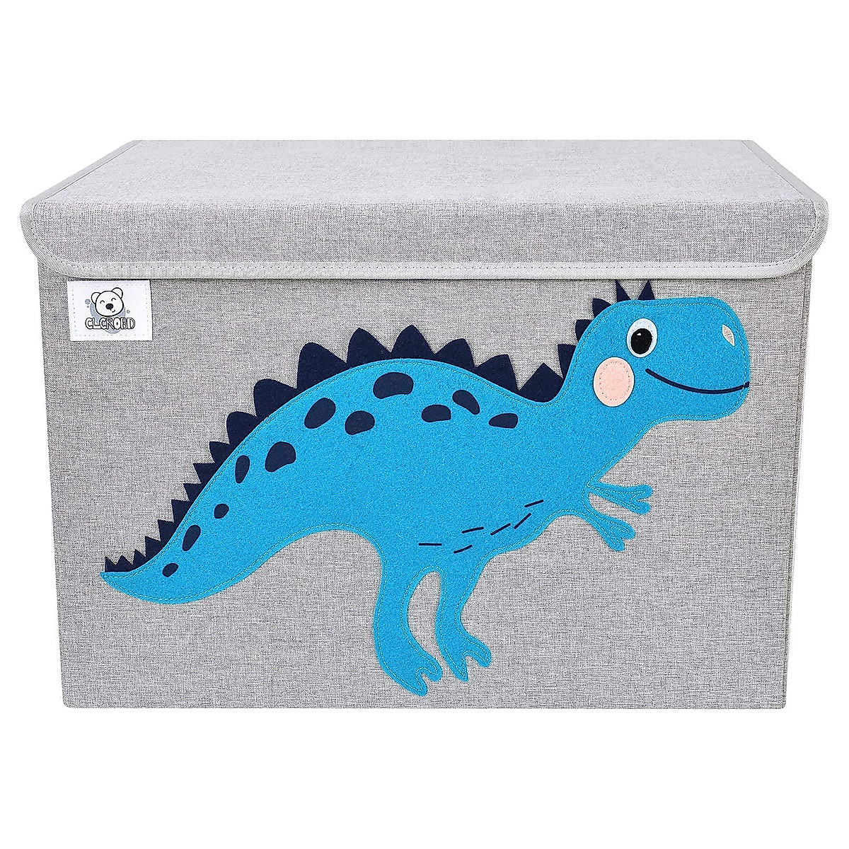 CLCROBD Foldable Large Kids Toy Chest with Flip-Top Lid, Collapsible Fabric Animal Toy Storage Organizer/Bin/Box/Basket/Trunk for Toddler, Children and Baby Nursery (Dinosaur + Triceratops)