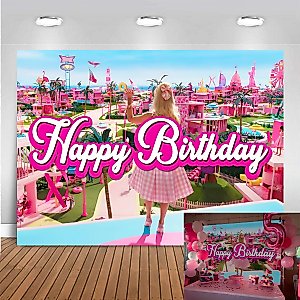 Pink Princess Photography Backdrop Movie Themed Birthday Background for Girls Kids Paradise Birthday Banner Baby Shower Photography Party Supplies (7x5ft)