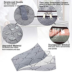 Kernorv Large Capacity Clothes Storage Bags, Set of 3 Breathable Foldable Durable Thick Fabric blanket Closet Organizer with Sturdy Zipper for Clothes,Comforters,Blankets,Pillows,Bedding (Grey)