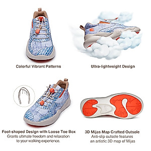 UIN Women's Fashion Sneakers Lightweight Walking Casual Comfortable Art Painted Athletic Travel Shoes Mijas III-Fading-Blue (9.5)