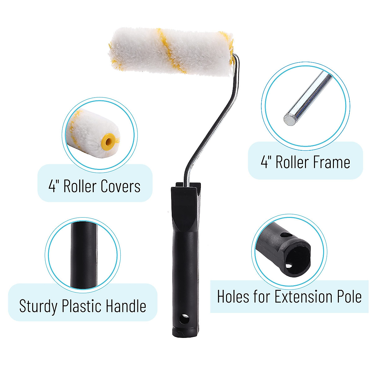 Bates- Paint Tray Set, 10 pcs, 4-Inch Paint Roller Kit, Small Paint Roller Paint Brush, Paint Roller Set, Paint Rollers 4 Inch, Paint Roller Tray, Paint Roller Brush, Small Roller Paint Brush