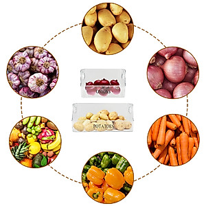 Yomjarl Potato and Onion Storage Bin 2pcs Fruit Basket Storage for Kitchen Countertop Potato and Onion Storage Basket Clear Storage Basket different sizes for Vegatable, Produce