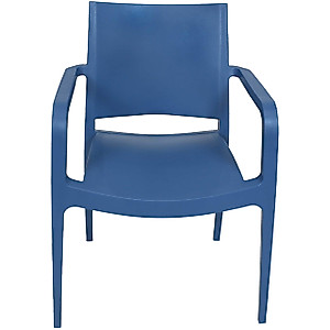 Sunnydaze Landon All-Weather Plastic Indoor and Outdoor Dining Armchair - Commercial Grade - Sax Blue - 2 Chairs