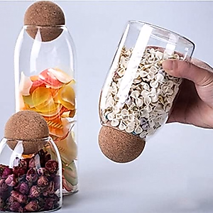 Glass Jar with Wood Lid Ball Jar Food Storage Container Clear Candy Jars Food Storage Canister Sugar Coffee Tea Beans Spice Salt Storage 3 Pcs