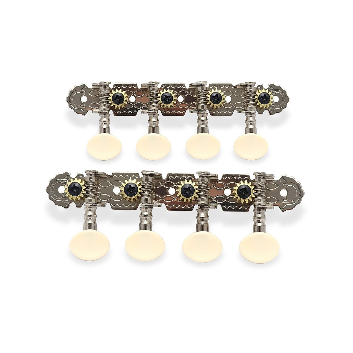 Metallor Guitar Machine Heads Tuning Pegs Tuning Keys for Mandolin Banjo and 8 String Guitars Instruments Double Hole Chrome Plating 4L 4R.