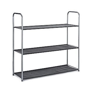 Amazon Basics Closet Storage Organizer with Fabric Bins and Shelves, Grey, 32.7" x 12.2" x 31"