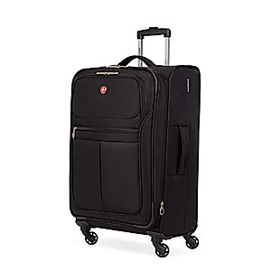 SwissGear 4010 Softside Luggage with Spinner Wheels, Black, Checked-Medium 23-Inch