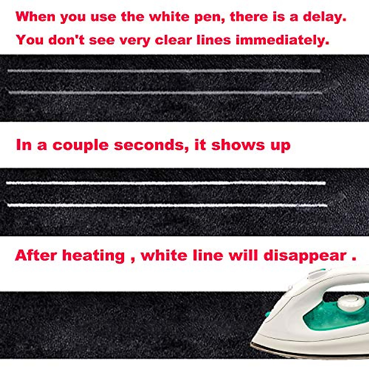 4 Pieces Heat Erase Pens with 40 Heat Erasable Fabric Refills Marking for Sewing, Quilting and Dressmaking(4 Colors)