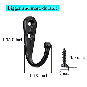 Sunmns 24 Pieces Coat Hooks Single Wall Mounted Robe Hook Vintage Hanger and 50 Pieces Screws (Black)