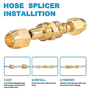 Breezliy 4PCS Soild Brass Air Reusable Hose Splicer For 1/4-Inch ID Hose,Hose Air Hose Repair Fitting (4 Pack 1/4 Inch)