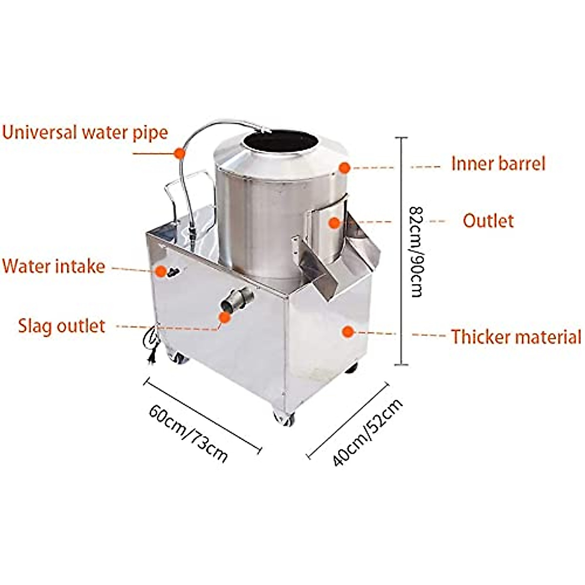 MNSSRN Stainless Steel Potato Peeling Machine, Commercial Automatic Potato Peeling Machine, Stainless Steel Centrifugal Rotating Fruit and Vegetable Knife Kitchen Peeling Tool,2200W