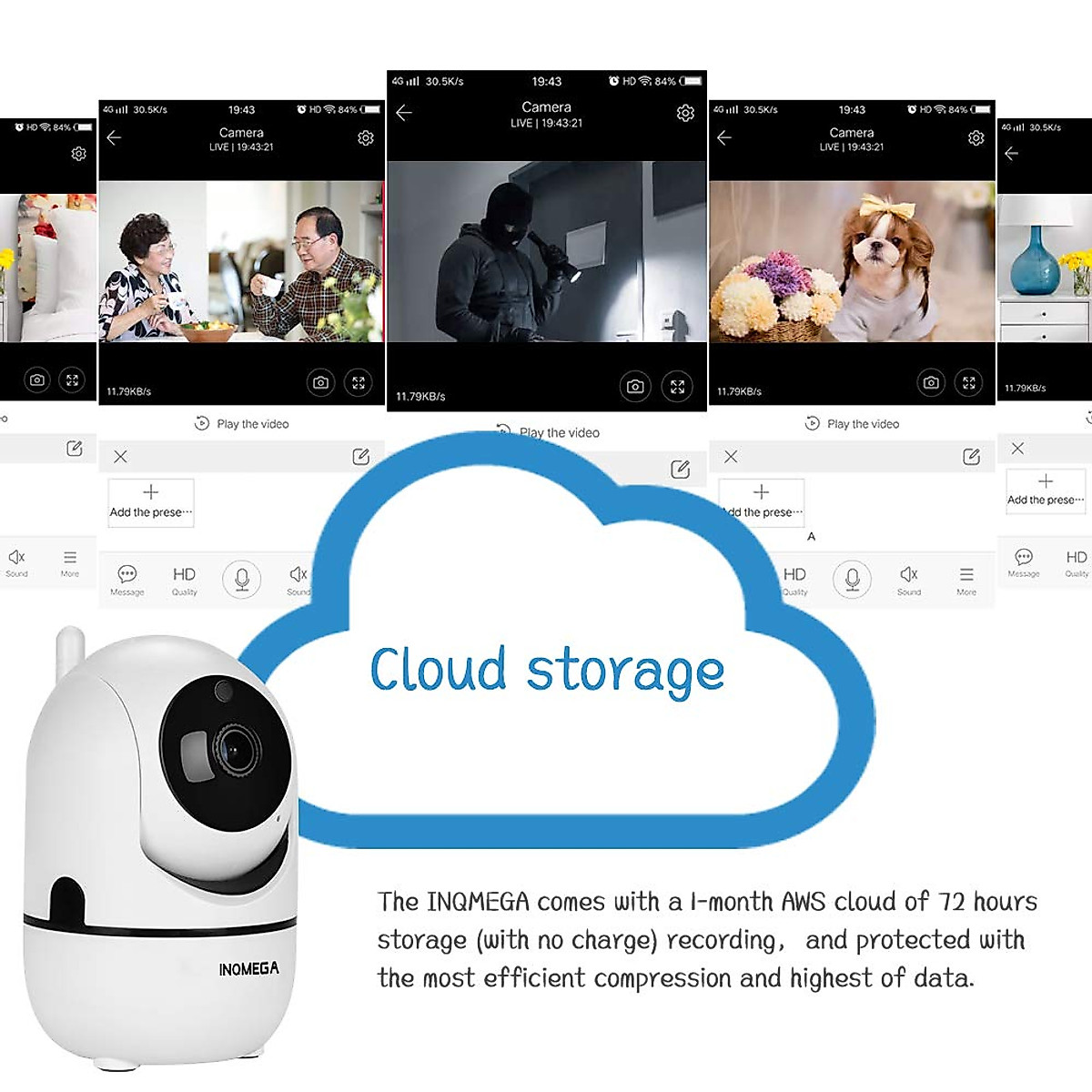 INQMEGA FHD 1080P WiFi Home IP Camera, Indoor Pan/Tilt 2.4Ghz Wireless Security Camera,Nanny cam with Auto Tracking, Cloud Service, Night Vision, Two Way Audio for Baby/Elder/Pet (White) (IL-HIP291G-2M-AI)