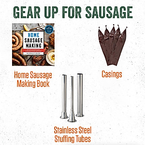 LEM Products Mighty Bite Vertical Stainless Steel 5 Pound Capacity Sausage Stuffer with Plastic Stuffing Tubes,Silver