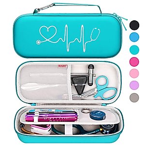 BOVKE Stethoscope Case fits 3M Littmann Classic III, Lightweight II S.E, MDF Acoustica Deluxe Dual Head, Cardiology IV, Stethoscope Holder with Pocket for Nurse Accessories for Work, Emerald