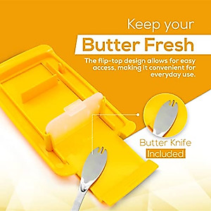 izoi-Plastic Butter Dish with Lid for Countertop and Refrigerator - Butter Keeper, Holder, Tray, Container and Storage Set with Flip-Top, Wide, Small, Covered Design, Food Safe, Dishwasher Safe