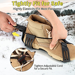 Xproutdoor Non-Slip Ice Cleats Snow Grips, with Adjustable Cord, Strong Traction Crampons 10 Steel Studs, for Shoes and Boots, Snow Ice Walking, X-Large