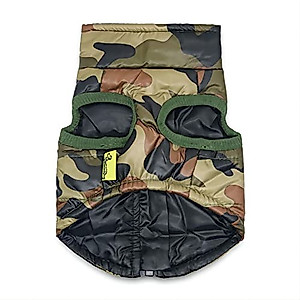 Harikaji Pet Coat,Dog Winter Clothes Warm Padded Pink Camouflage Jacket Soft Sleeveless Vest Winproof Cotton Harness Clothing Small Dog Clothes (Dark Green,L)