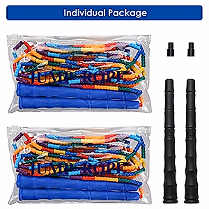 Kingcolor Double Dutch Jump Rope 16 FT 2 Pack Long Jump Rope,Plastic Segmented Beaded Diy Jump Rope, Suitable for Children and Adults, Long Enough for 5-6 Jumpers (Blue)