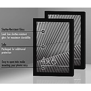 Americanflat 4x6 Picture Frame 2 Pack in Black with Polished Plexiglass - Thin Border 4 X 6 Inch Photo Frames for Wall or Desk - in Horizontal or Vertical Format