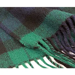Biddy Murphy 100% Irish Lambswool Plaid Scarf, Soft & Warm, Celtic Tartan Pattern, Blackwatch