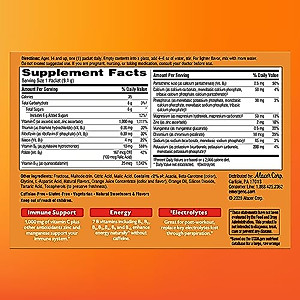 Emergen-C 1000mg Vitamin C Powder for Daily Immune Support Caffeine Free Vitamin C Supplements with Zinc and Manganese, B Vitamins and Electrolytes, Super Orange Flavor -60 Count(Pack of 1)
