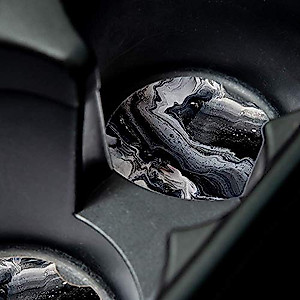 Black Marble | Car Coasters for Drinks Set of 2 | Perfect Car Accessories with Absorbent Coasters. Car Coaster Measures 2.56 inches with Rubber Backing.