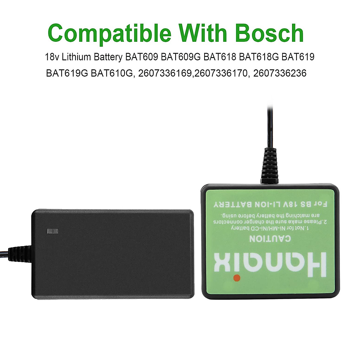 Hanaix Li-ion 18v Battery Charger for Bosch BAT609 BAT609G BAT610G BAT618 BAT618G BAT619 BAT619G BAT620 BAT622 2607336169 2607336170 2607336236 2607336091 2607336092 2607336815