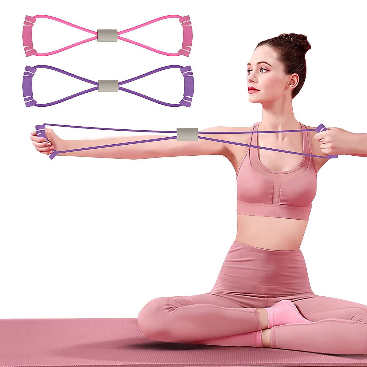FYY Figure 8 Resistance Bands, Yoga Resistance Band Stretch Fitness Band, Pull Rope, Chest Arm and Shoulder Stretch Bands Exercise Equipment for Home Workout, Physical Therapy, Strength Training