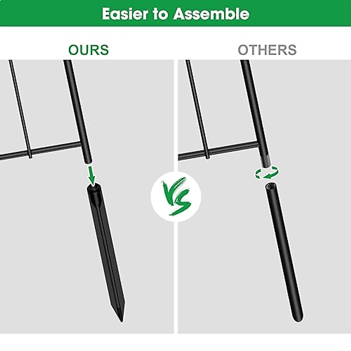 OUSHENG Decorative Garden Fence Fencing 10 Panels, 10ft (L) x 22in (H) Rustproof Metal Wire Border Animal Barrier with Plastic Stakes for Dog Yard Patio Outdoor, Square