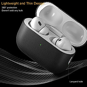 memumi Real Carbon Fiber for AirPods Pro 2nd Generation 2022 Case, Sturdy Durable Aramid Fiber 0.3 mm Slim Fit for Airpods Pro 2 Carbon Fiber Thin Case with Military-Grade Protection 600D Black