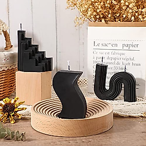 Coume 3 Pieces Twist Candle Aesthetic Candles Soy Wax Christmas Geometric Shaped Candle Art Trapezoid Triangle S Shape Candle Blue (Black)