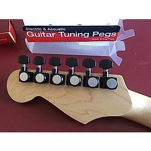 KAISH Black 2 Pin Locking Tuners Tuning Keys Pegs Machine Heads for American Stratocaster/Telecaster Strat/Tele