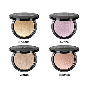 Aesthetica Starlite Highlighter - Metallic Shimmer Highlighting Makeup Powder - Cosmos (Sparkling Rose Gold)