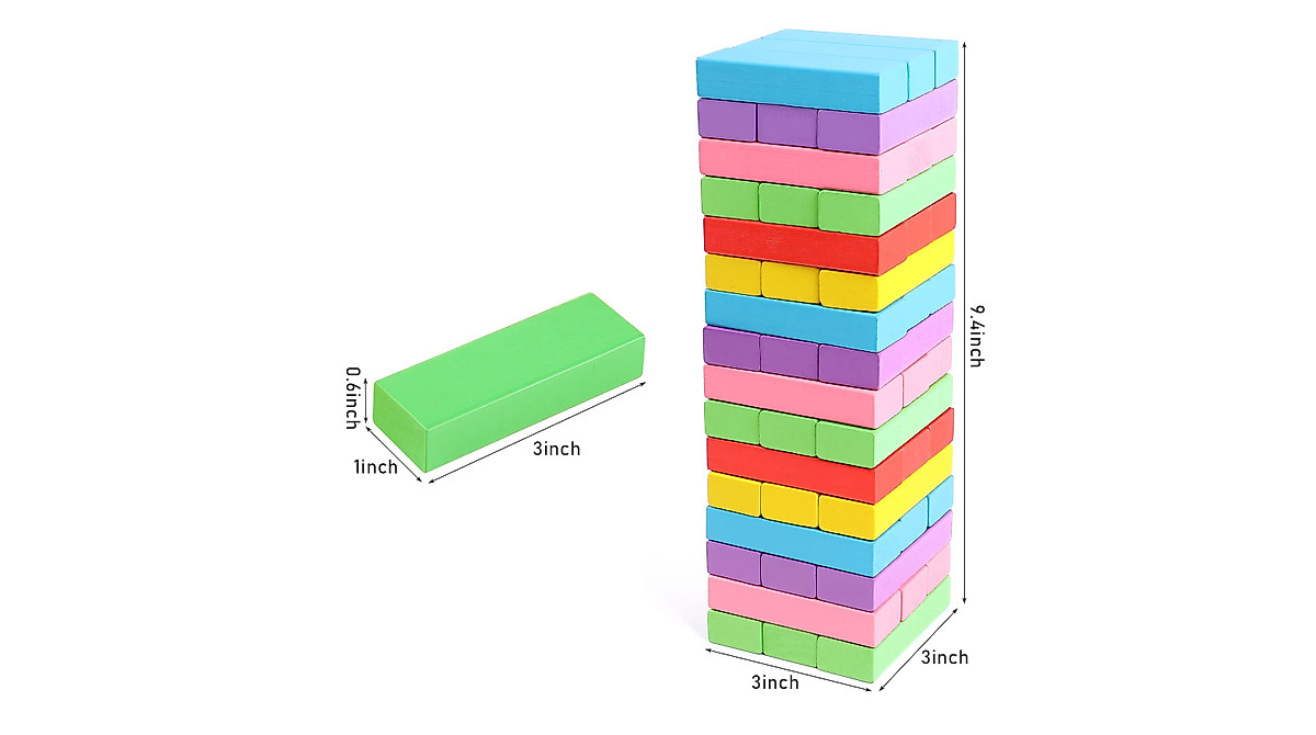 Lewo Wooden Stacking Board Games - 48 Fun Blocks for Kids