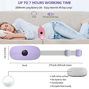 kissleaf Protable Heating Pad for Period Cramps,Cordless Menstrual Heating Pad with 3 Heat Levels and 3 Vibration Massage Modes, for Period Pain,Best Gifts for Her, Women and Girl (Purple)