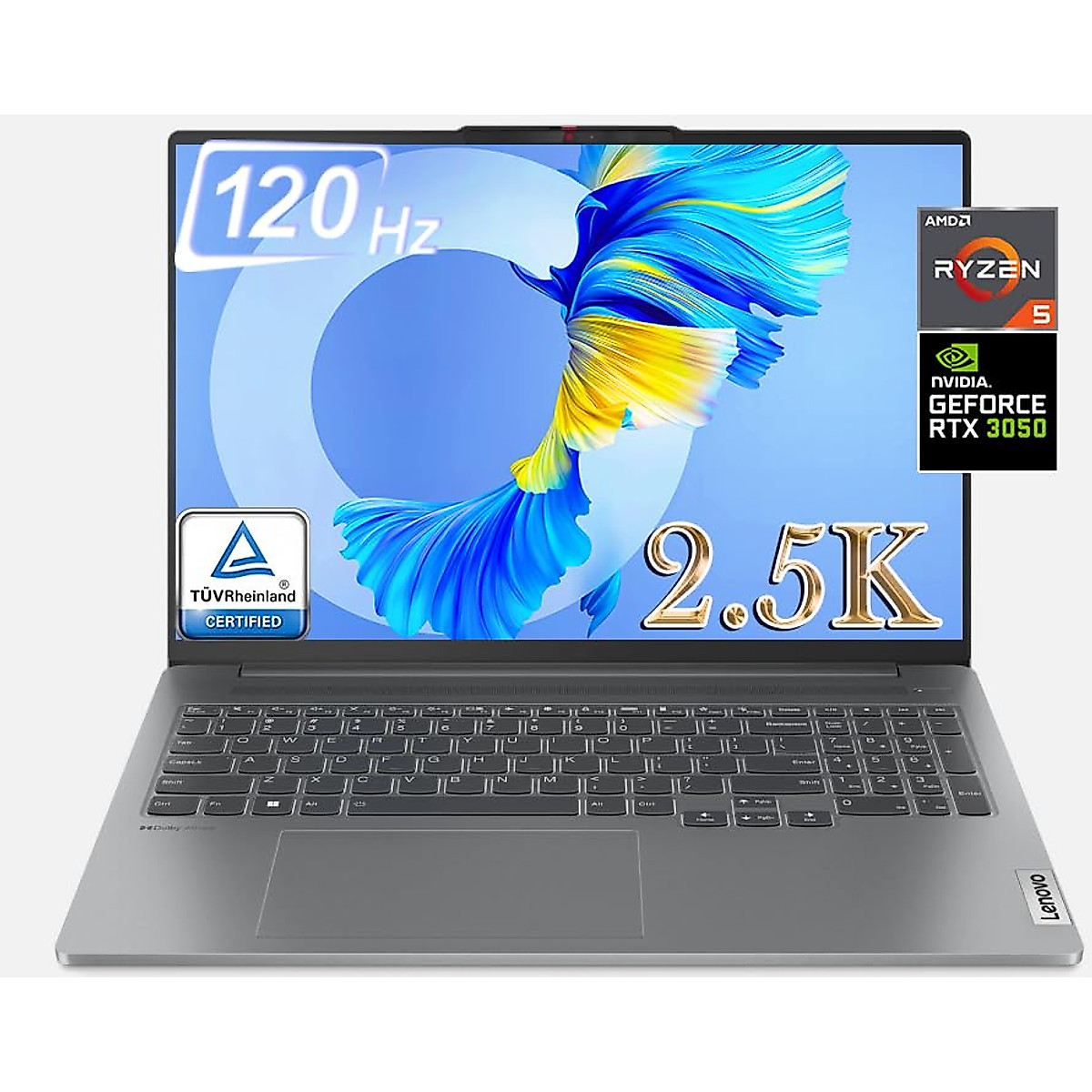 Lenovo IdeaPad 5 Pro 16" Slim Laptop, 16:10 QHD+ 120Hz IPS 350Nits 100% sRGB Display, R5-6600HS, RTX 3050, TÜV, Backlit KB, Win 11 W/Mouse Pad(16GB RAM-2TB SSD)
