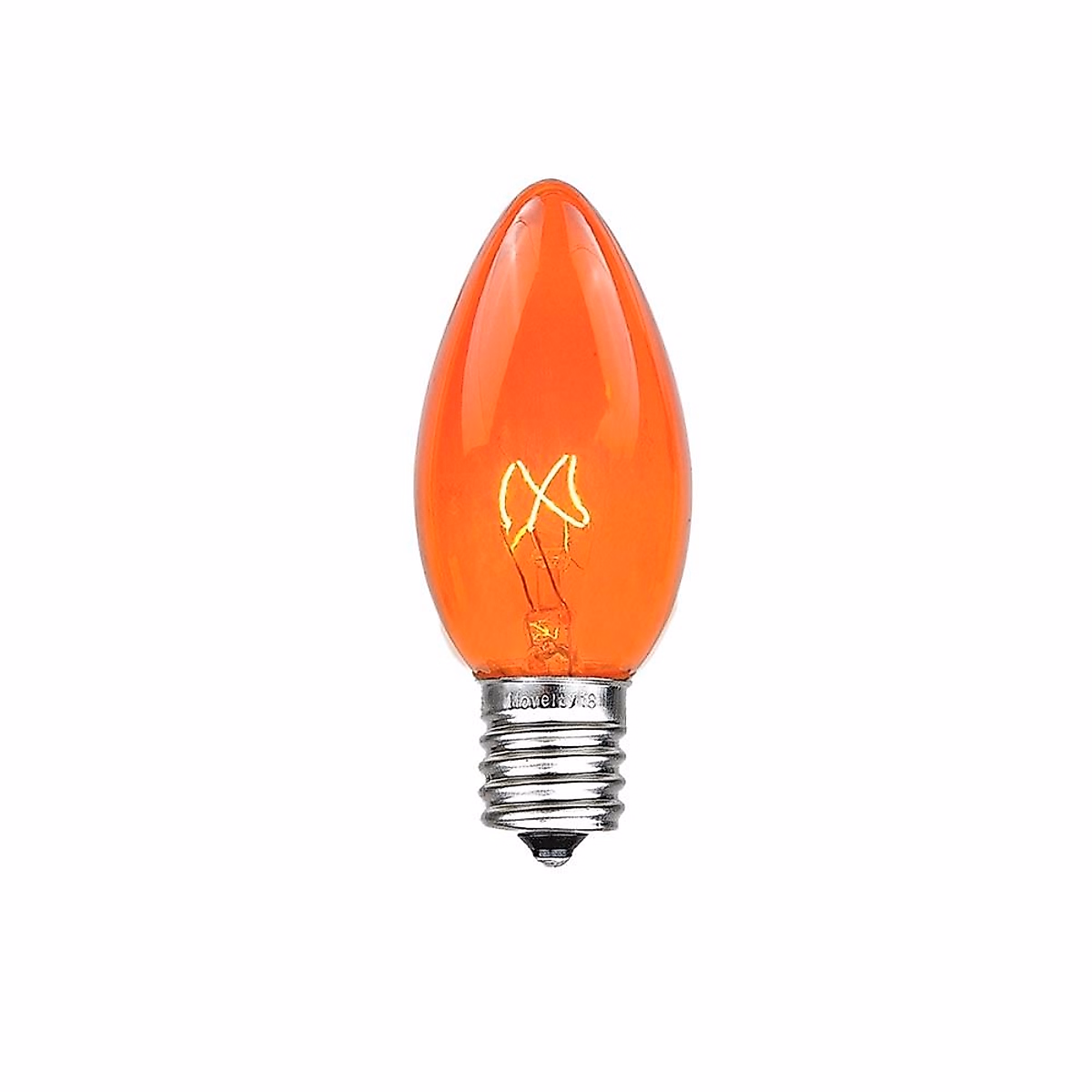 Novelty Lights Incandescent Replacement Bulbs - Outdoor Individual Bulbs for Events, Holiday Parties, Patios, and More - C7/E12 Candelabra Base, 5 Watt Lights (Orange, 25 Pack)