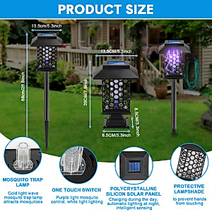 Qualirey 4 Pcs Solar Bug Zapper Outdoor Waterproof Mosquito Zapper Outdoor Mosquito Killer Lamp for Indoor Garden Patio Backyard Use Insect Fly Pest Mosquito Repellent, Purple and White Light
