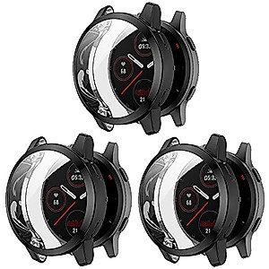 FitTurn Screen Protector Case Compatible with Garmin Venu 2 & Vivoactive 4 Watch TPU Slim Case Cover [Plating Metal Color Frame] [3D Full Coverage] Shell Protective for Venu 2 Watch (3pack-Black)