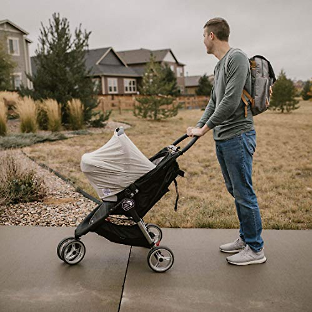 Parker Baby 4 in 1 Car Seat Cover for Girls and Boys - Stretchy Carseat Canopy, Nursing Cover, Grocery Cart Cover, High Chair Cover - "Desert"