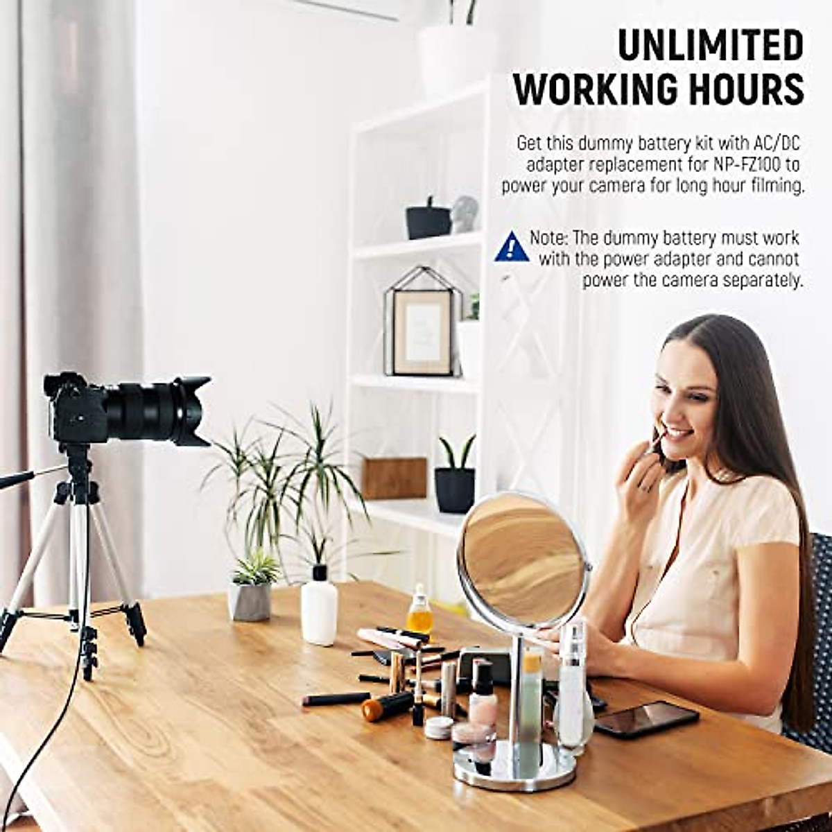 Neewer NP-FZ100 AC Power Supply Adapter and DC Coupler Dummy Battery Charger Kit Compatible with Sony A1, A9 II, A7R III, A7R IV, A7R V, A7S III, A7 III, A7 IV, A6600, A7C Cameras