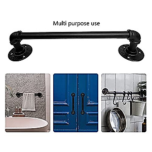 Industrial Steel Pipe Towel Rack Holder,Wall Mounted Heavy Duty Towel Bar, Matte Black Finish Hand Towel Rod for Bathroom(2 Pack) (12inch)