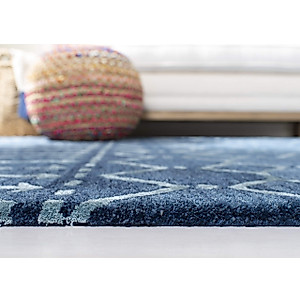 SAFAVIEH Himalaya Collection Runner Rug - 2'3" x 12', Navy & Silver, Handmade Moroccan Wool, Ideal for High Traffic Areas in Living Room, Bedroom (HIM903N)