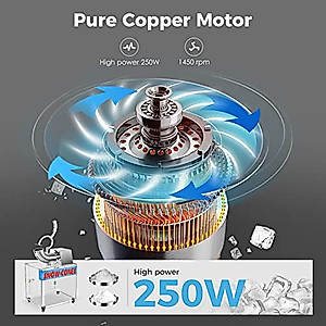 250W Electric Stainless Ice Shaver Machine 440 LBS/H Snow Cone Machine Commercial 110V Snow Cone Maker Ice Crusher with Safety On,Off Switch for Family,Restaurants Bars
